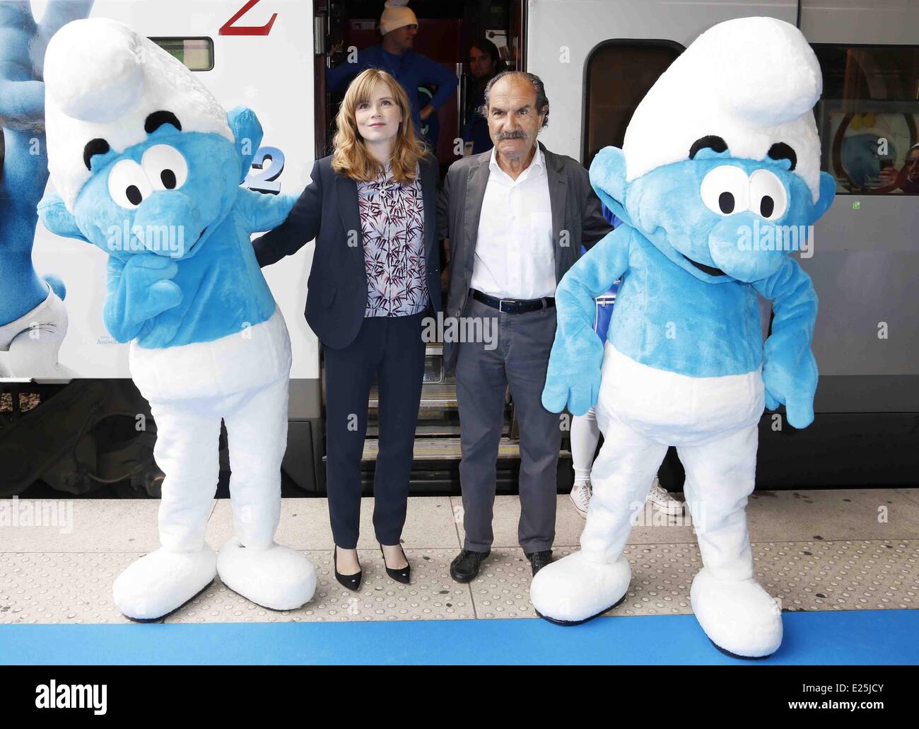 Global Smurfs Day celebrations in Paris Featuring: Isabelle Carre ...