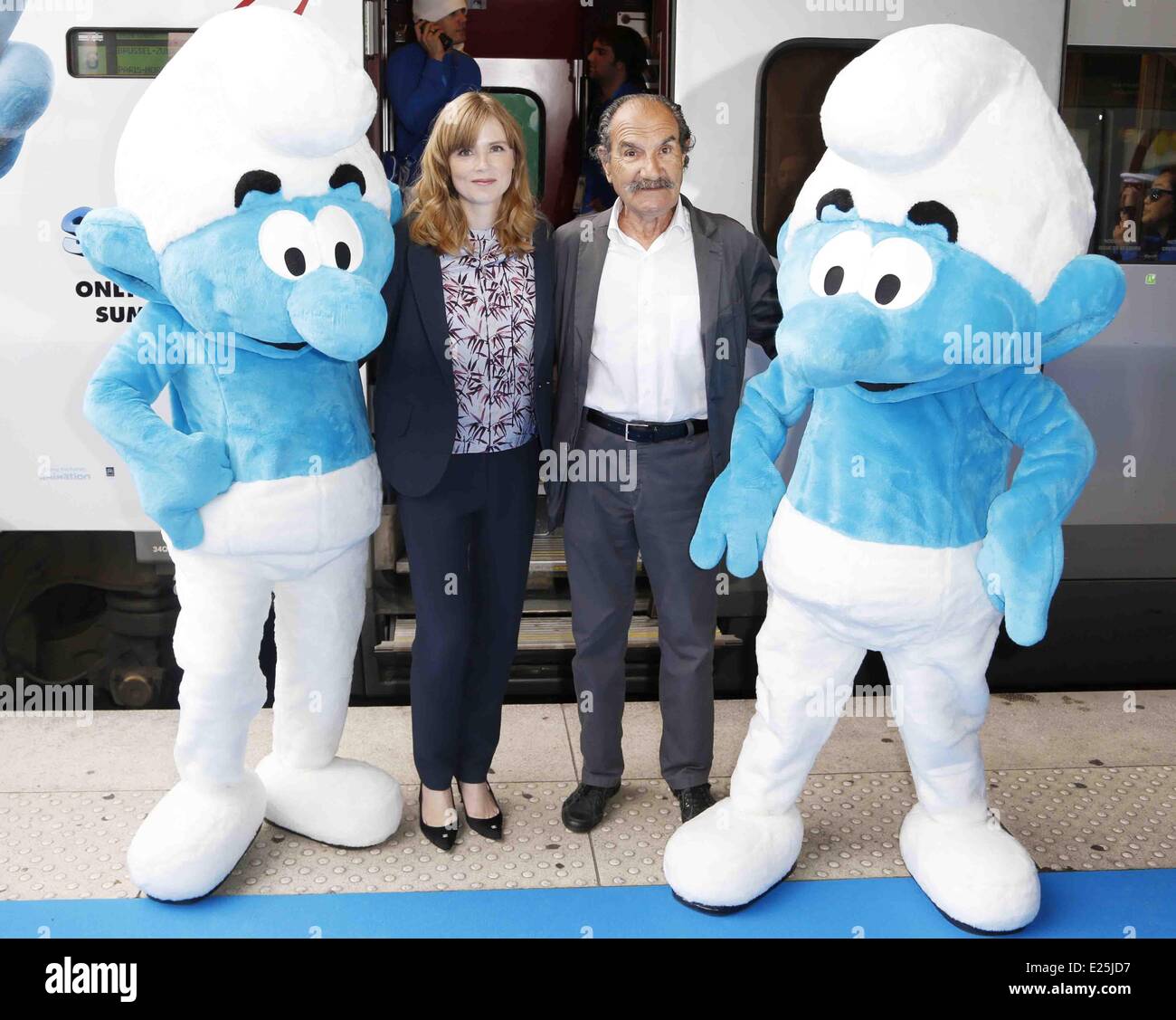 Global Smurfs Day celebrations in Paris Featuring: Isabelle Carre ...