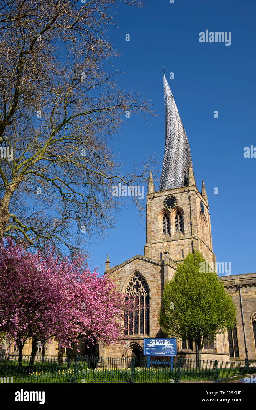 Chesterfields famous Crooked Spire in Derbyshire England Stock Photo ...