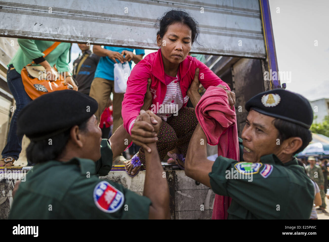 Cambodia workers going in truck hi-res stock photography and images - Alamy