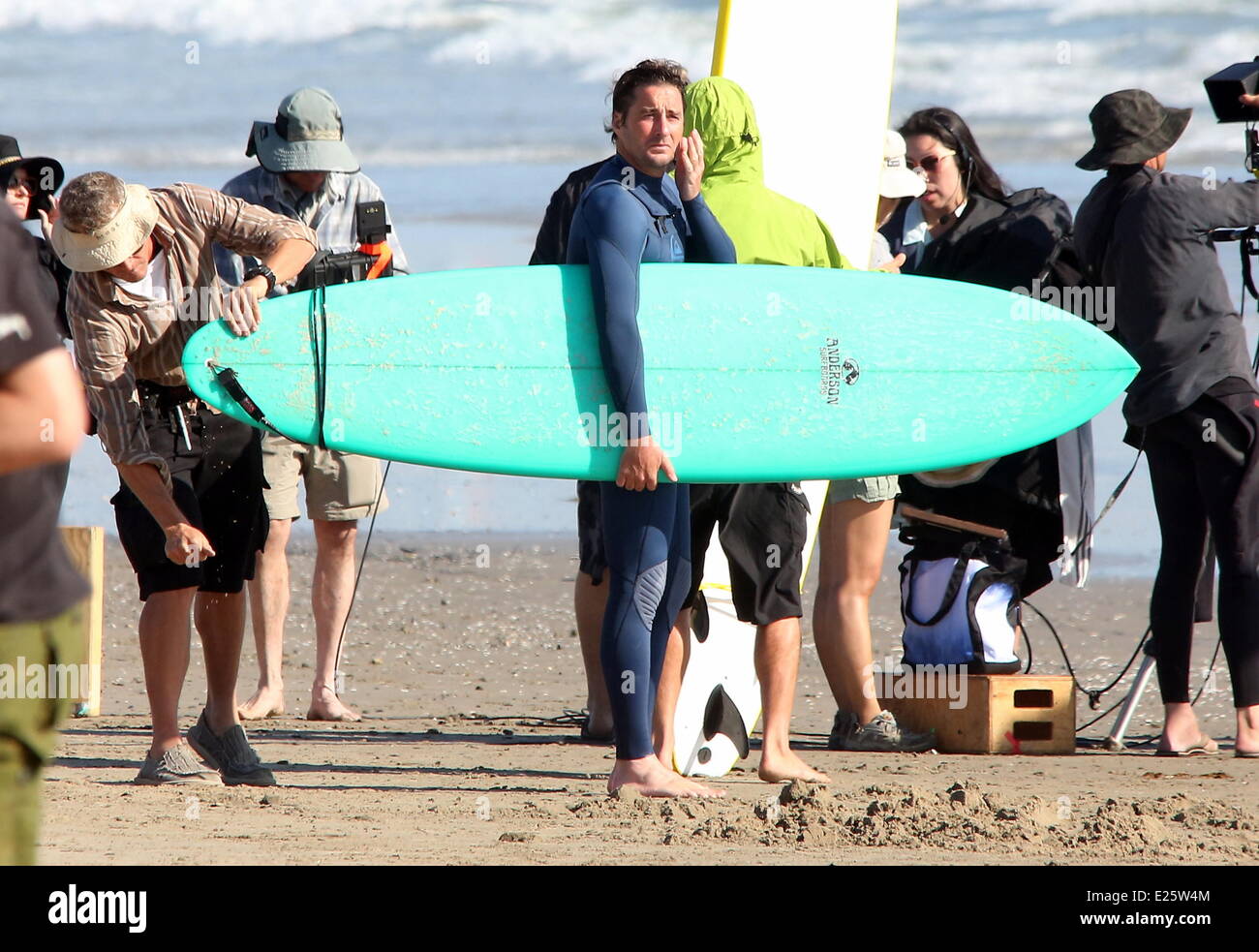 Luke Wilson is seen filming 'Ride' on Venice Beach. The film is about a ...
