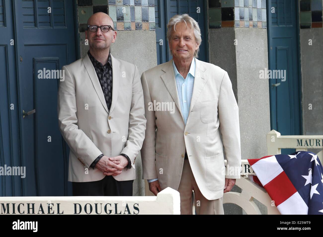 US actor Michael Douglas at the beach locker room dedicated to him on ...