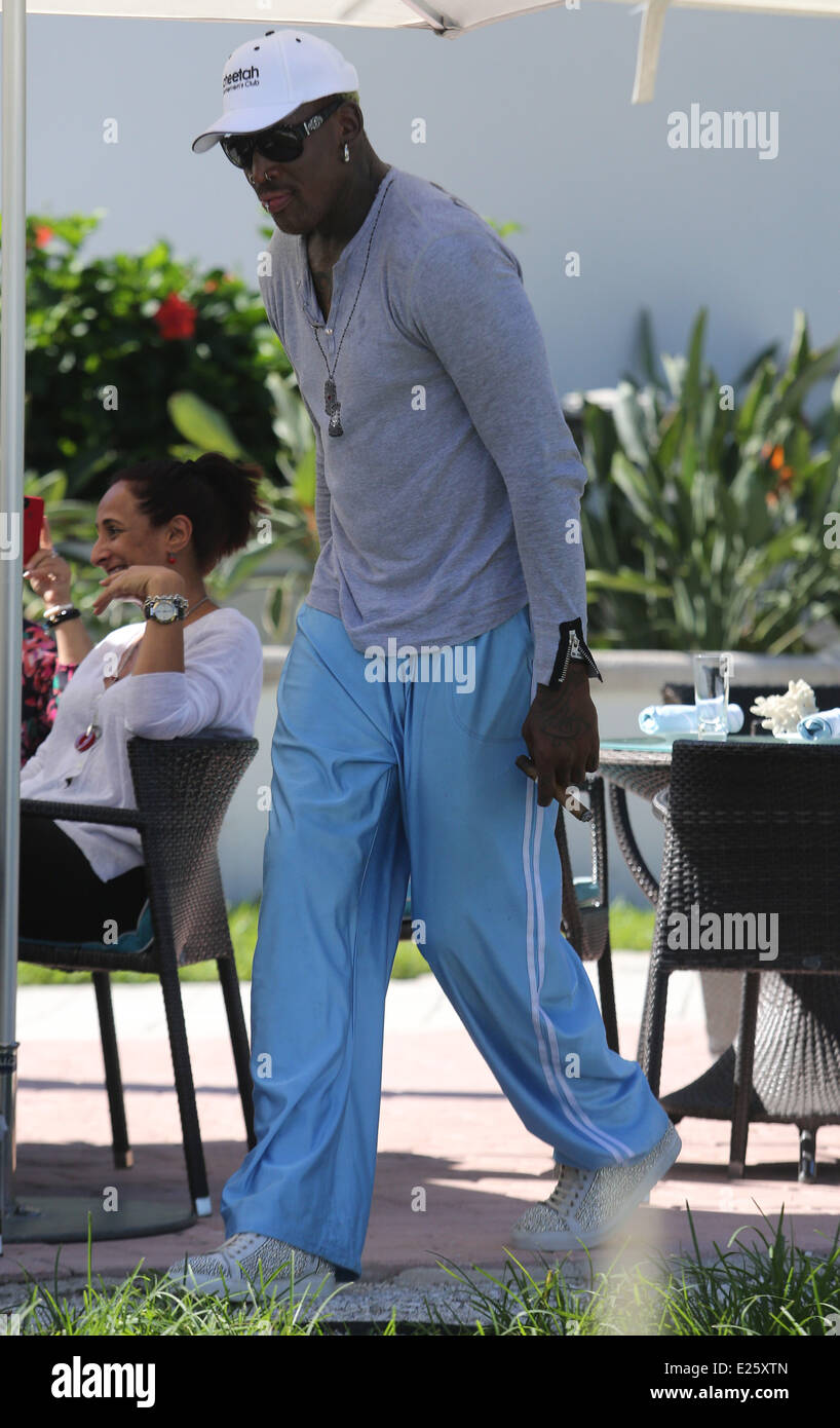 Dennis Rodman spends the day on Miami Beach with friends Featuring ...