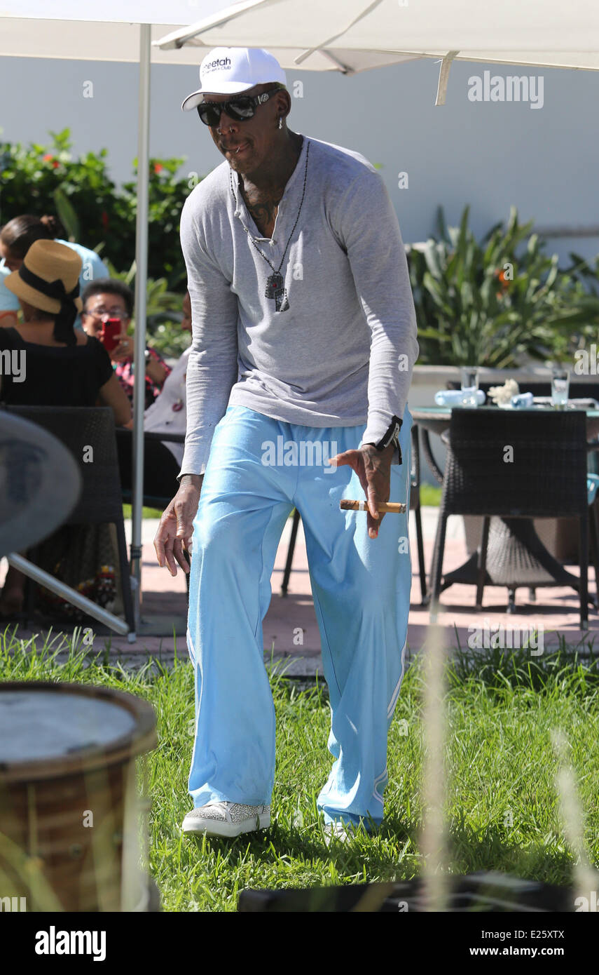 Dennis Rodman spends the day on Miami Beach with friends Featuring ...