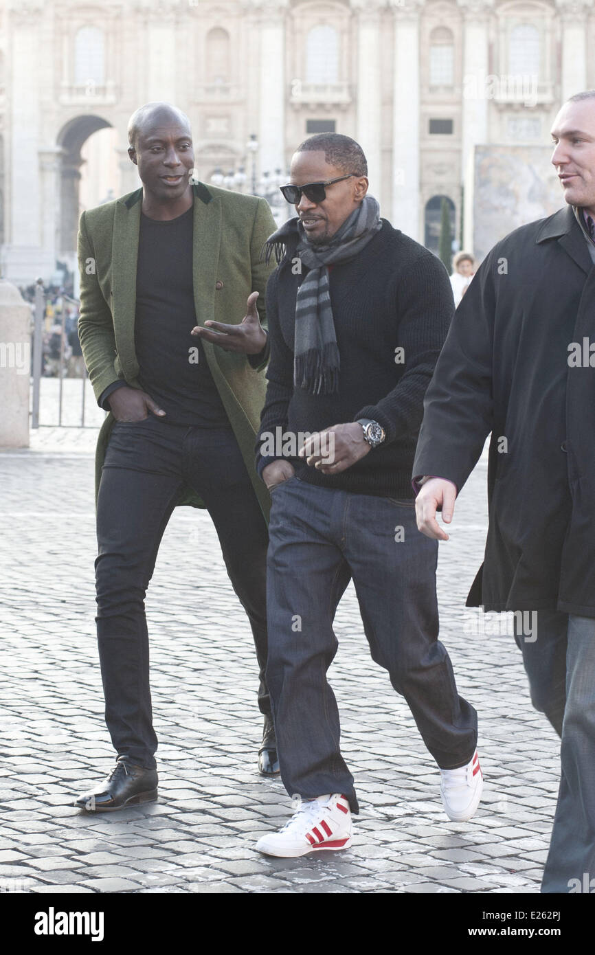 Actor Jamie Foxx and Ozwald Boateng visit Saint Peter Cathedral in ...