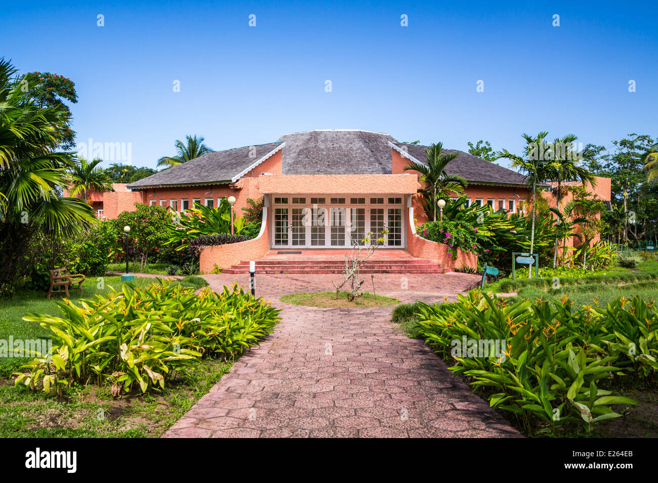A banquet hall at the Turtle River Falls park near Ocho Rios, Jamaica ...