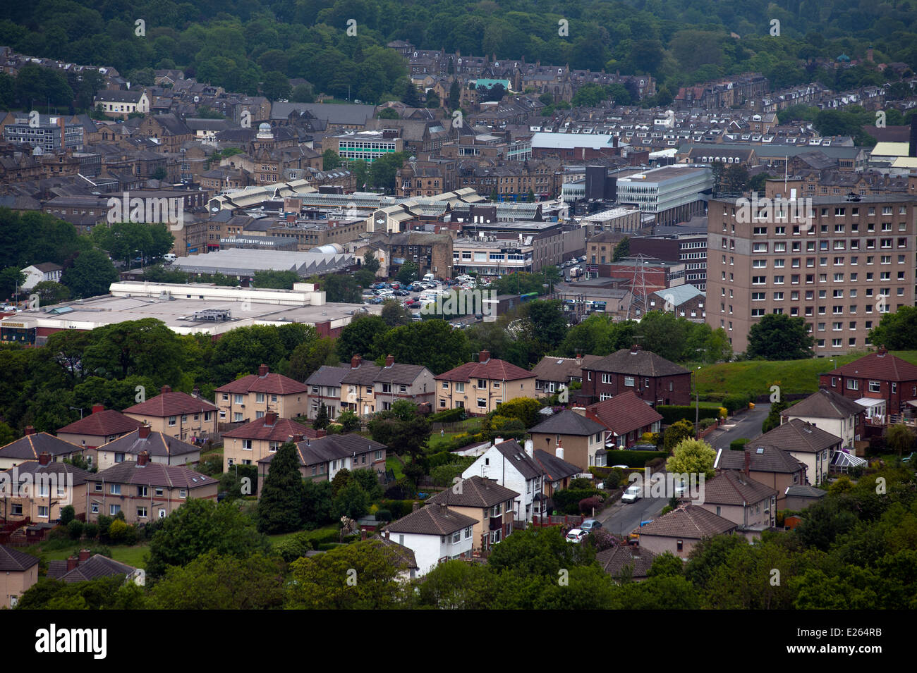 Keighley, Yorkshire, England,UK. June 2014 Back to back terrace housing ...