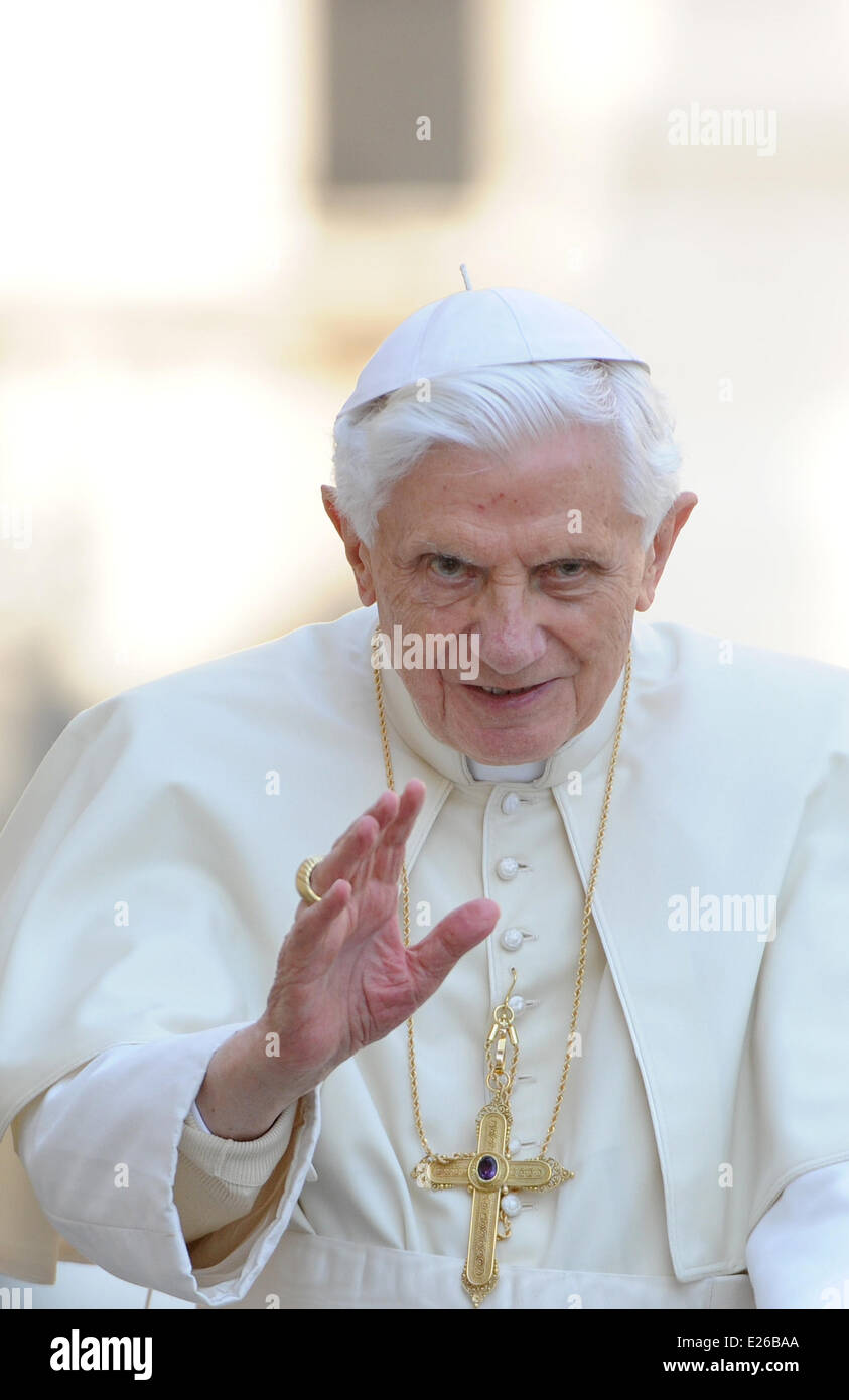 Pope Benedict XVI attends the general audience in Saint-Peter's square ...