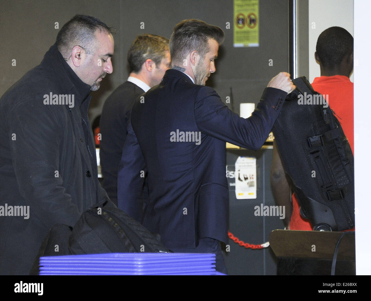 David Beckham goes through security check at Valencia Airport Featuring ...