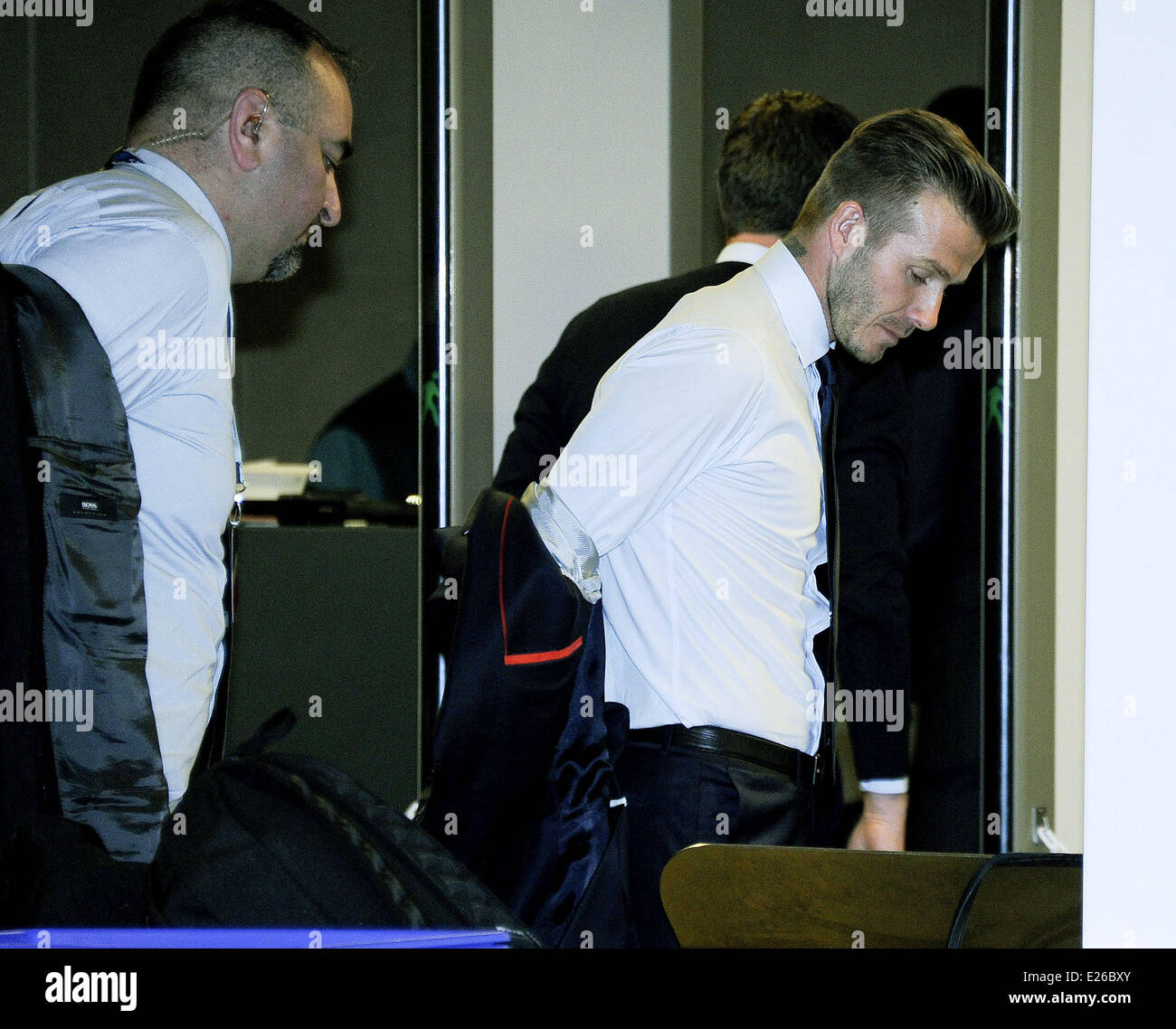 David Beckham goes through security check at Valencia Airport Featuring ...