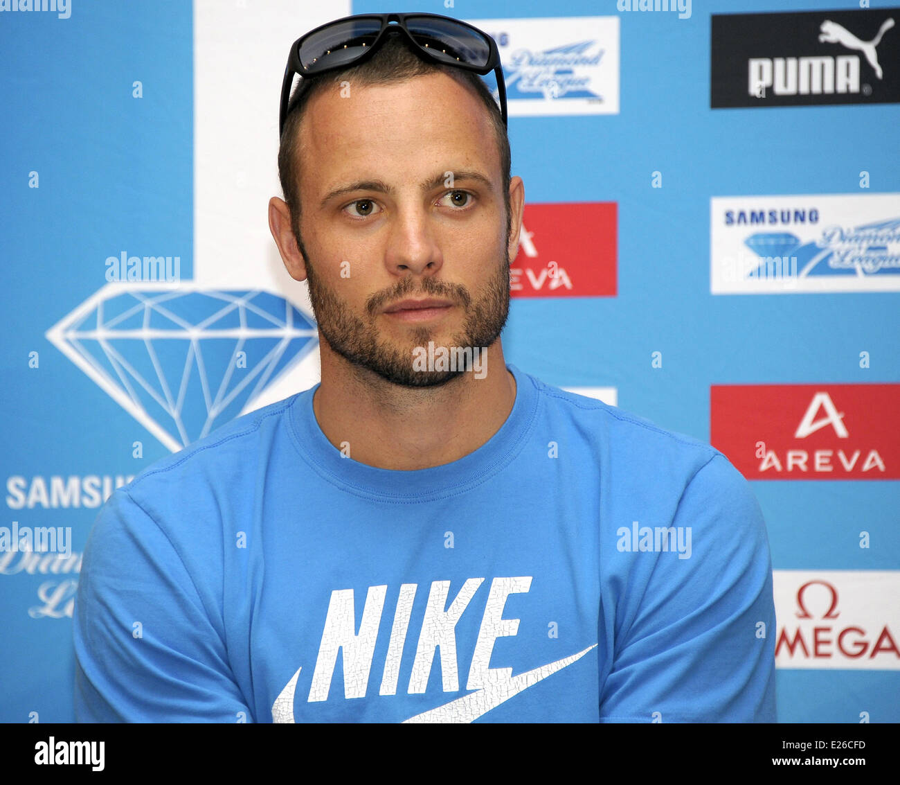 South African Paralympic runner Oscar Pistorius attends the Areva Press ...