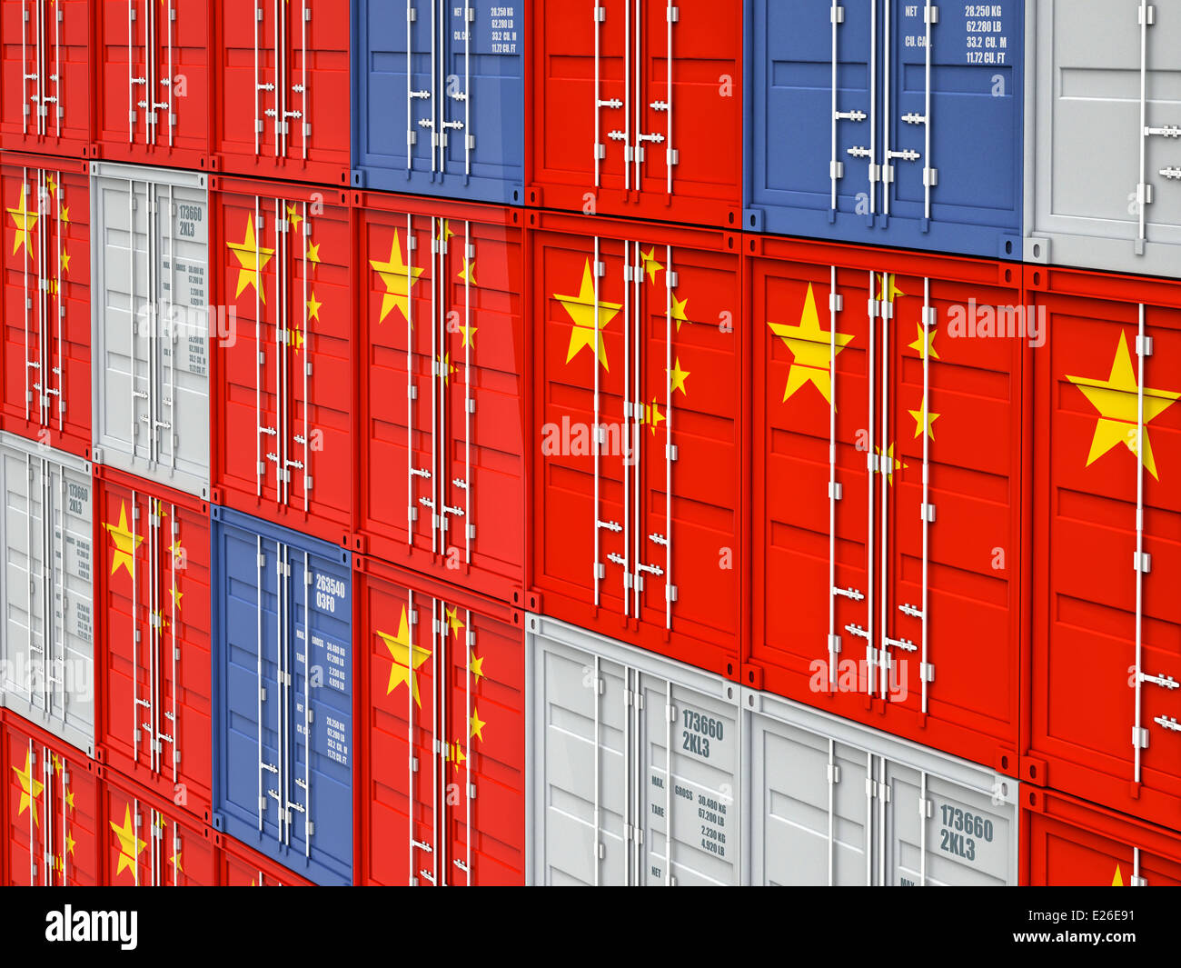 3d image of classic container with china flag Stock Photo - Alamy
