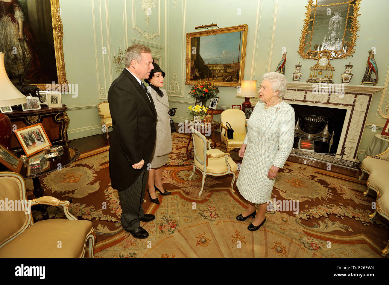 Queen Elizabeth II shakes hands with the High Commissioner of Australia ...