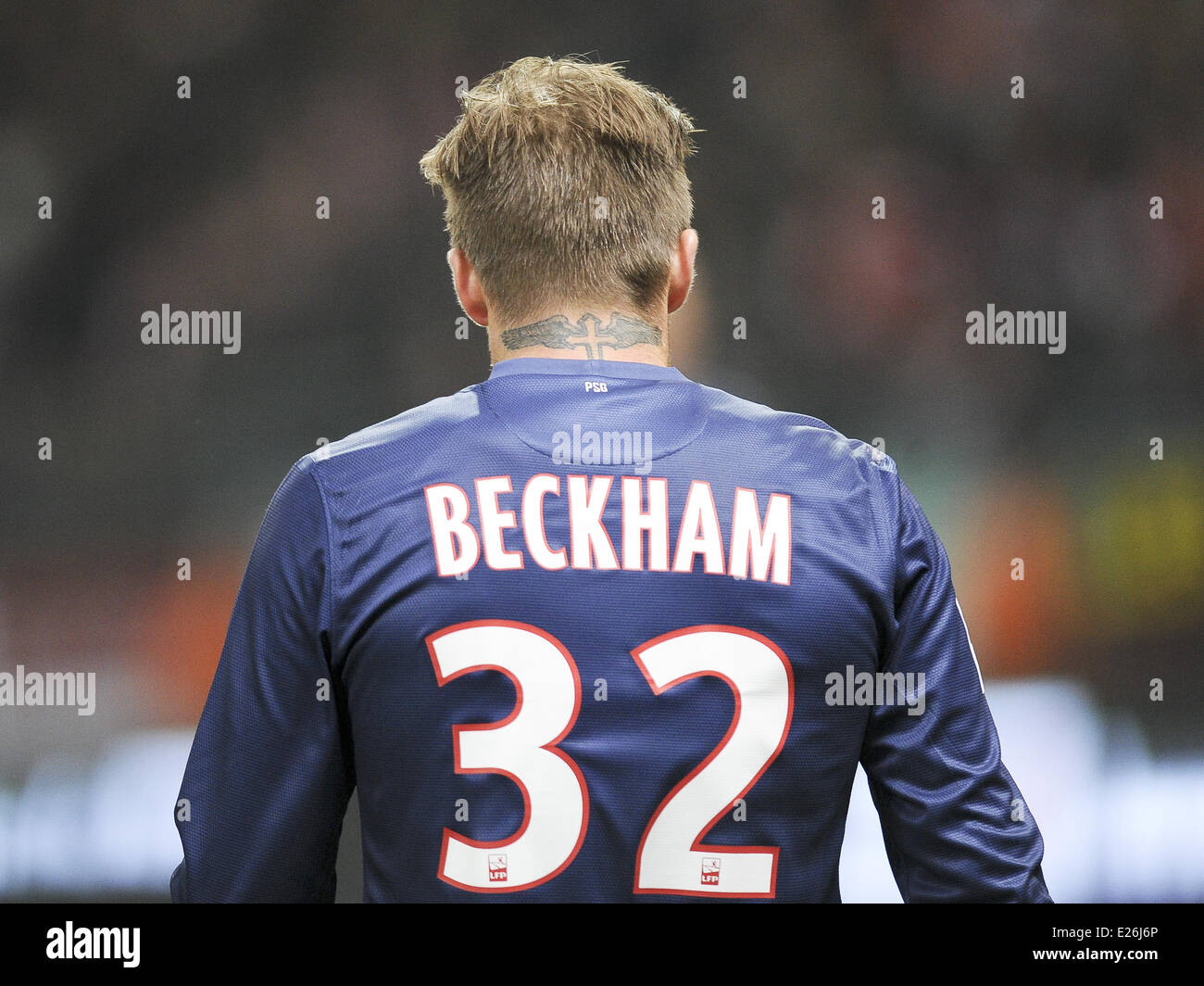 David Beckham of Paris Saint-Germain (PSG) in action during the French ...