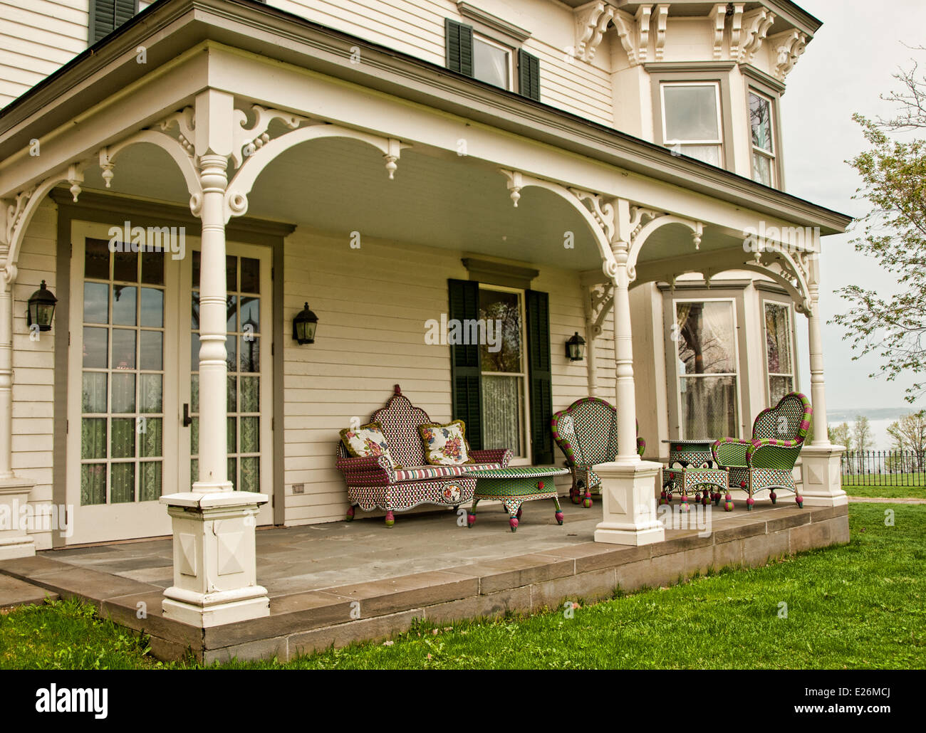 pretty country porch of a Victorian mansion Stock Photo - Alamy