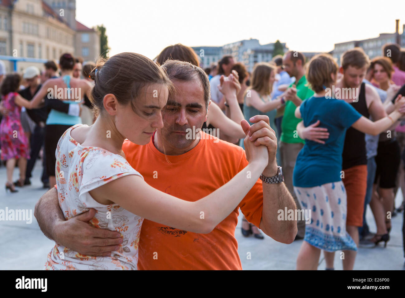 Berlin street scene of people dancing tango outdoor in Berlin in the ...