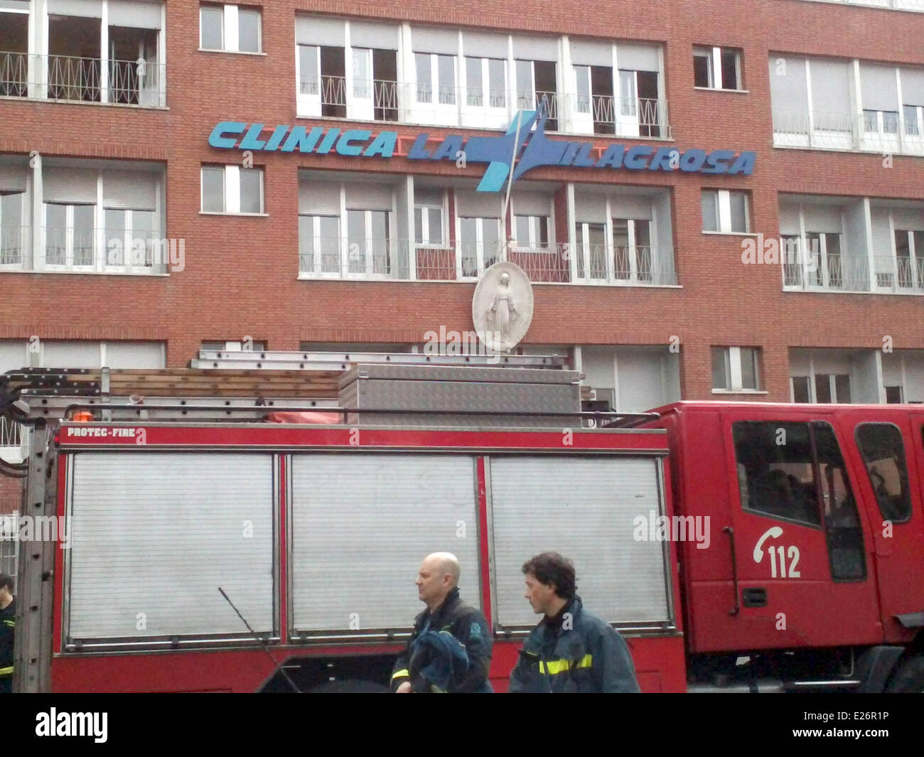 A fire broke out at 'La Milagrosa' hospital in Madrid on the opposite ...