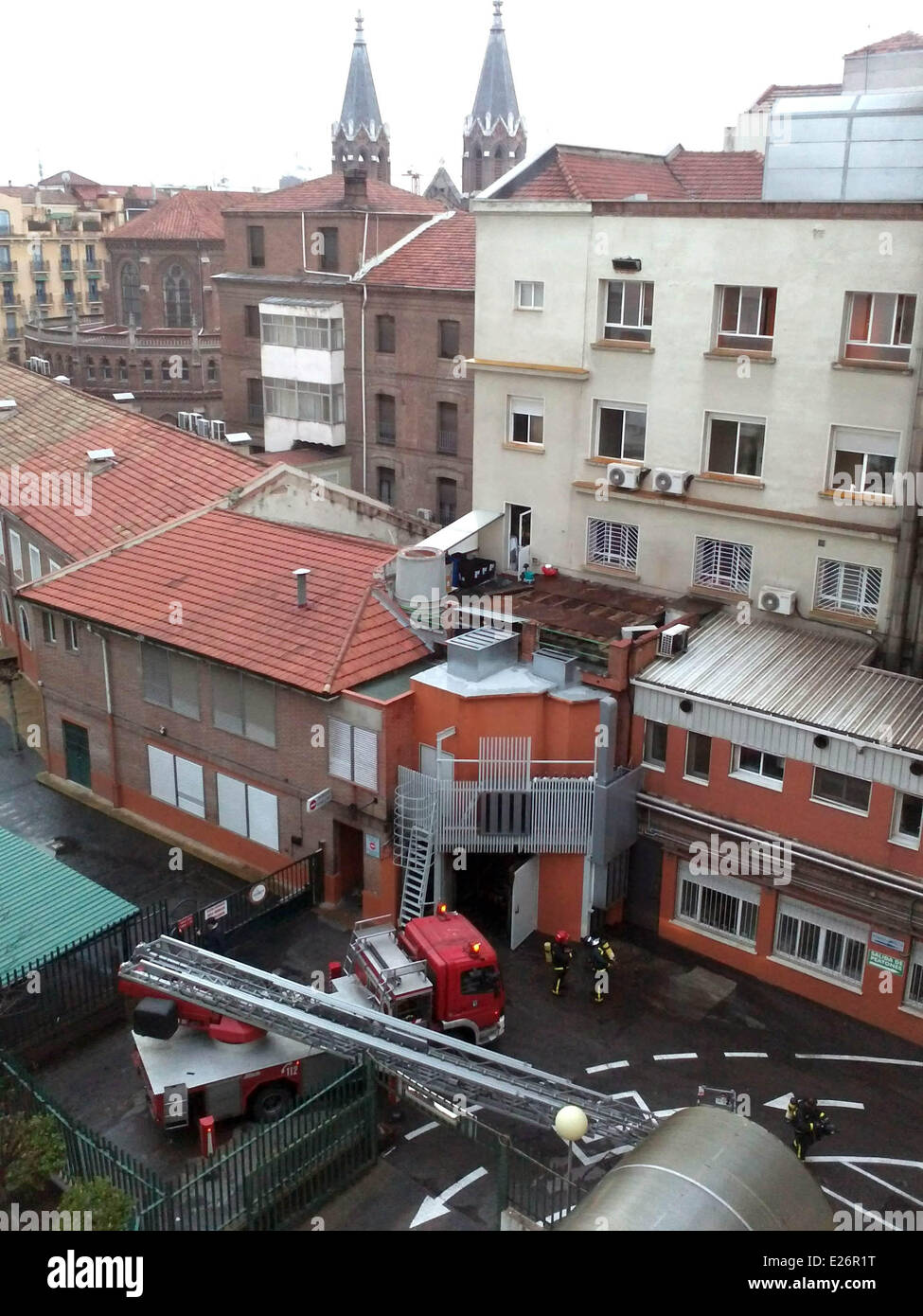 A fire broke out at 'La Milagrosa' hospital in Madrid on the opposite ...