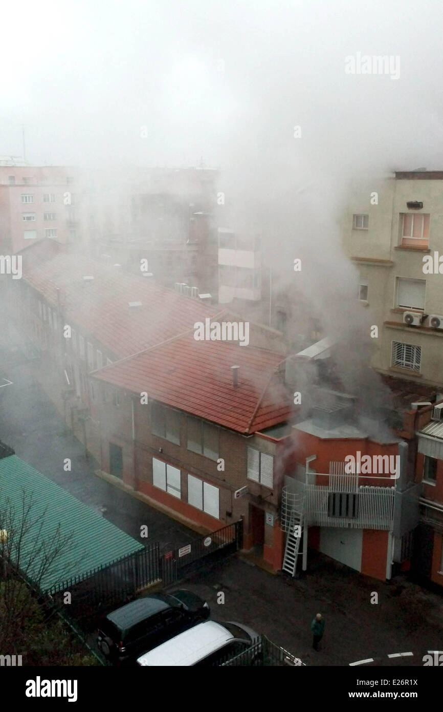 A fire broke out at 'La Milagrosa' hospital in Madrid on the opposite ...