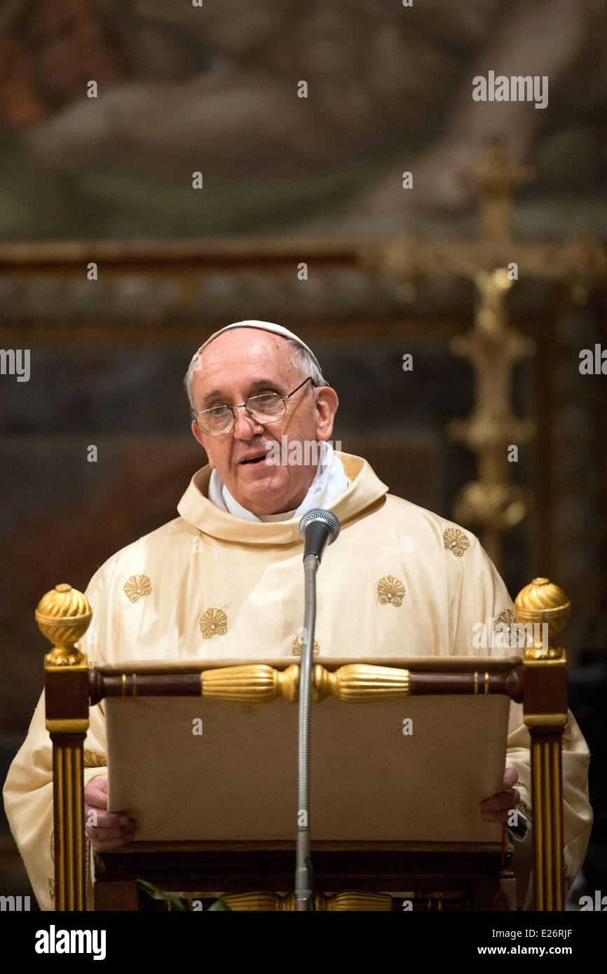 Jorge Mario Bergoglio at his first Mass with cardinals as Pope Francis ...