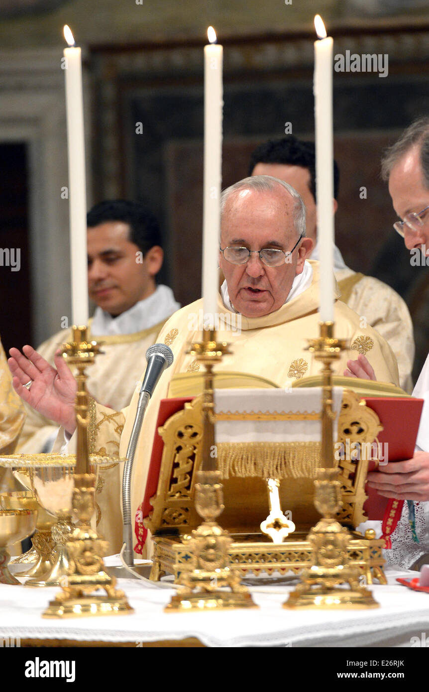 Jorge Mario Bergoglio at his first Mass with cardinals as Pope Francis ...