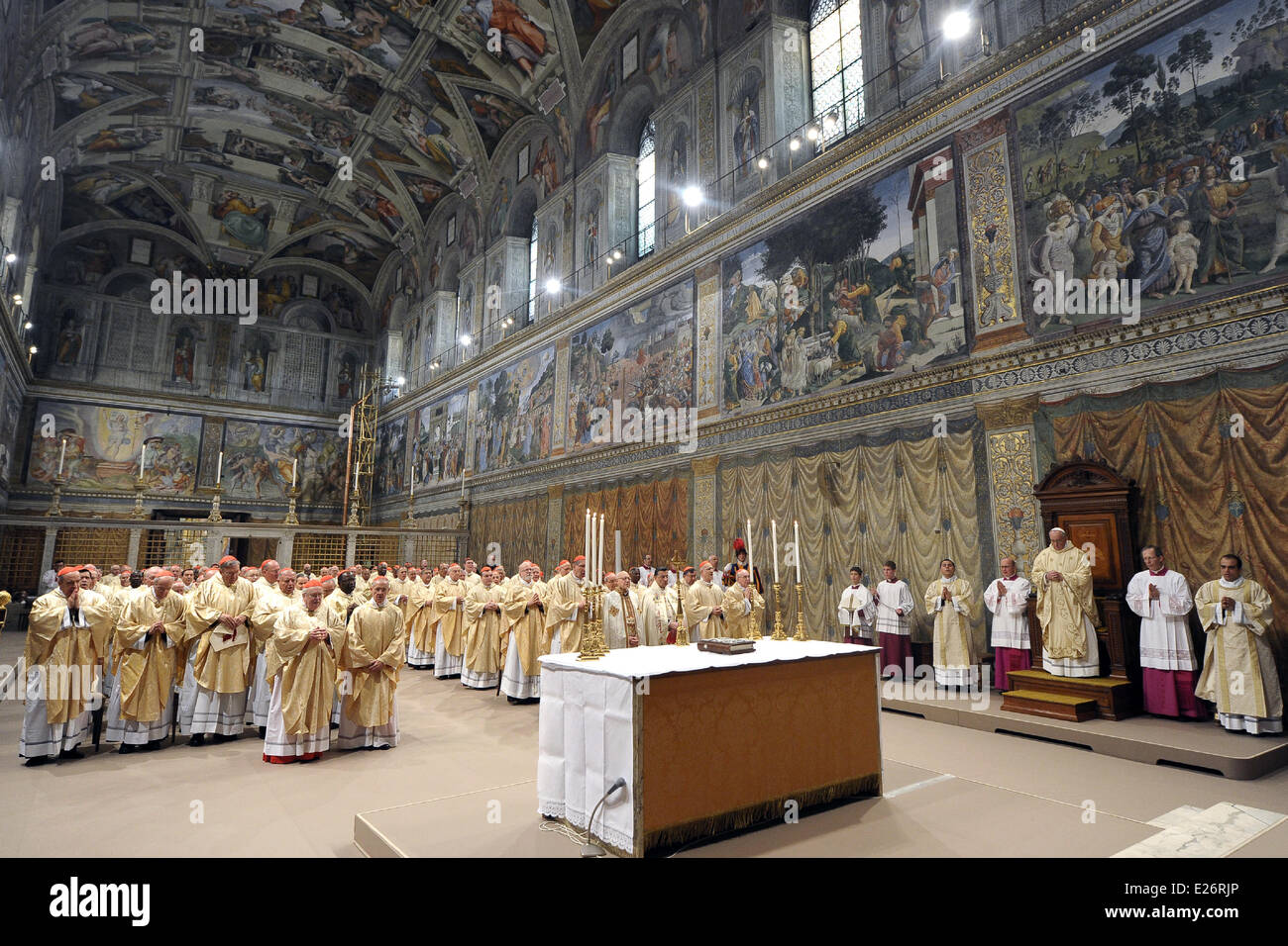 Jorge Mario Bergoglio at his first Mass with cardinals as Pope Francis ...