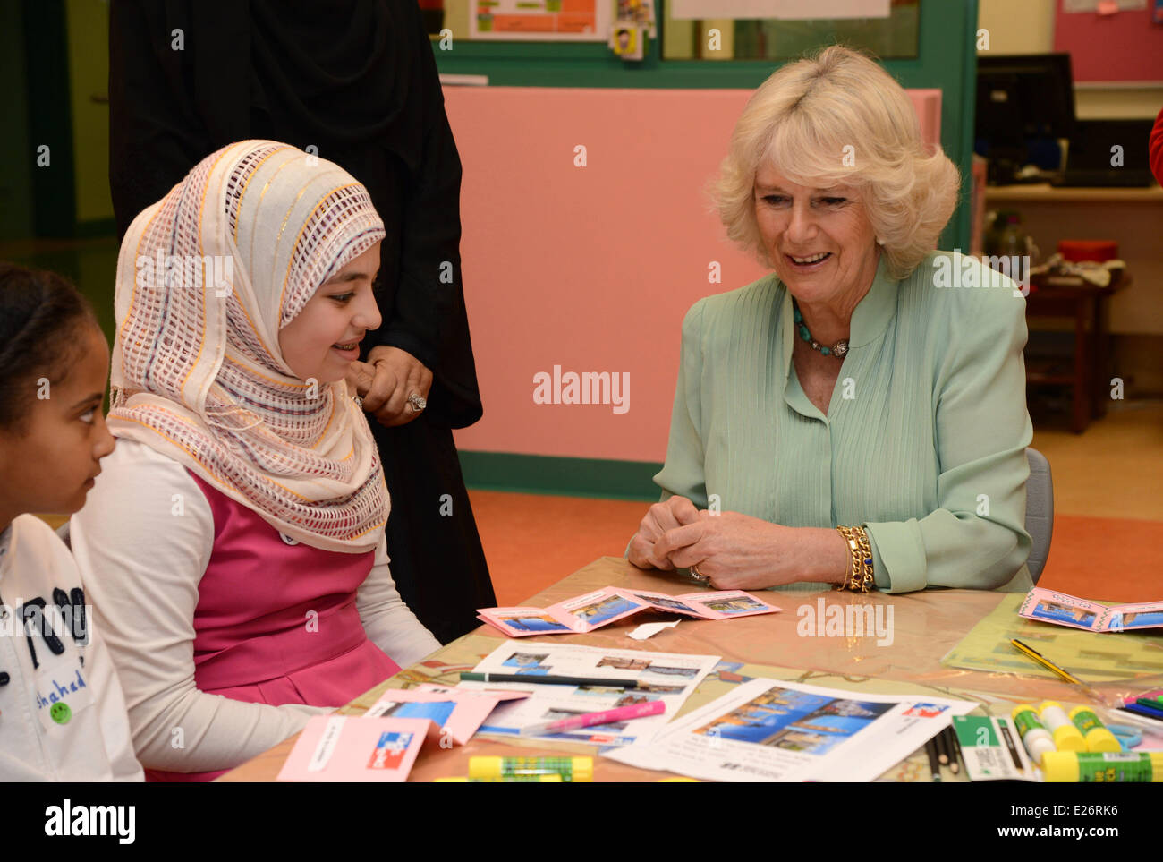 Britain's Camilla, HRH The Duchess of Cornwall visit the Amna Al Jaidah ...