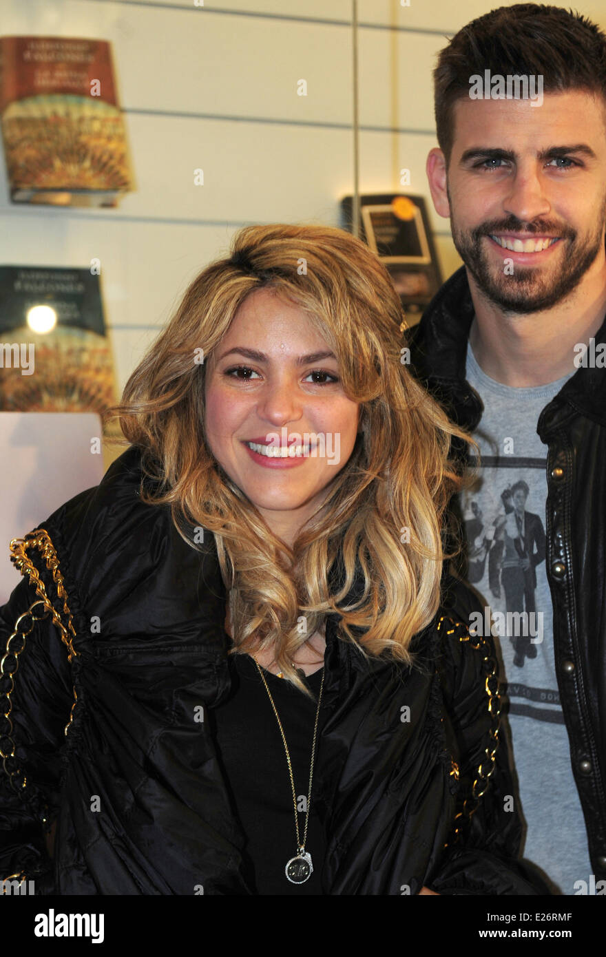 Shakira and her footballer boyfriend Gerard Pique attend the launch of ...