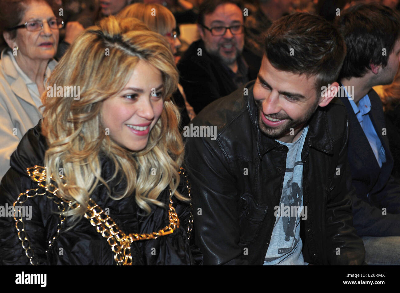 Shakira and her footballer boyfriend Gerard Pique attend the launch of ...