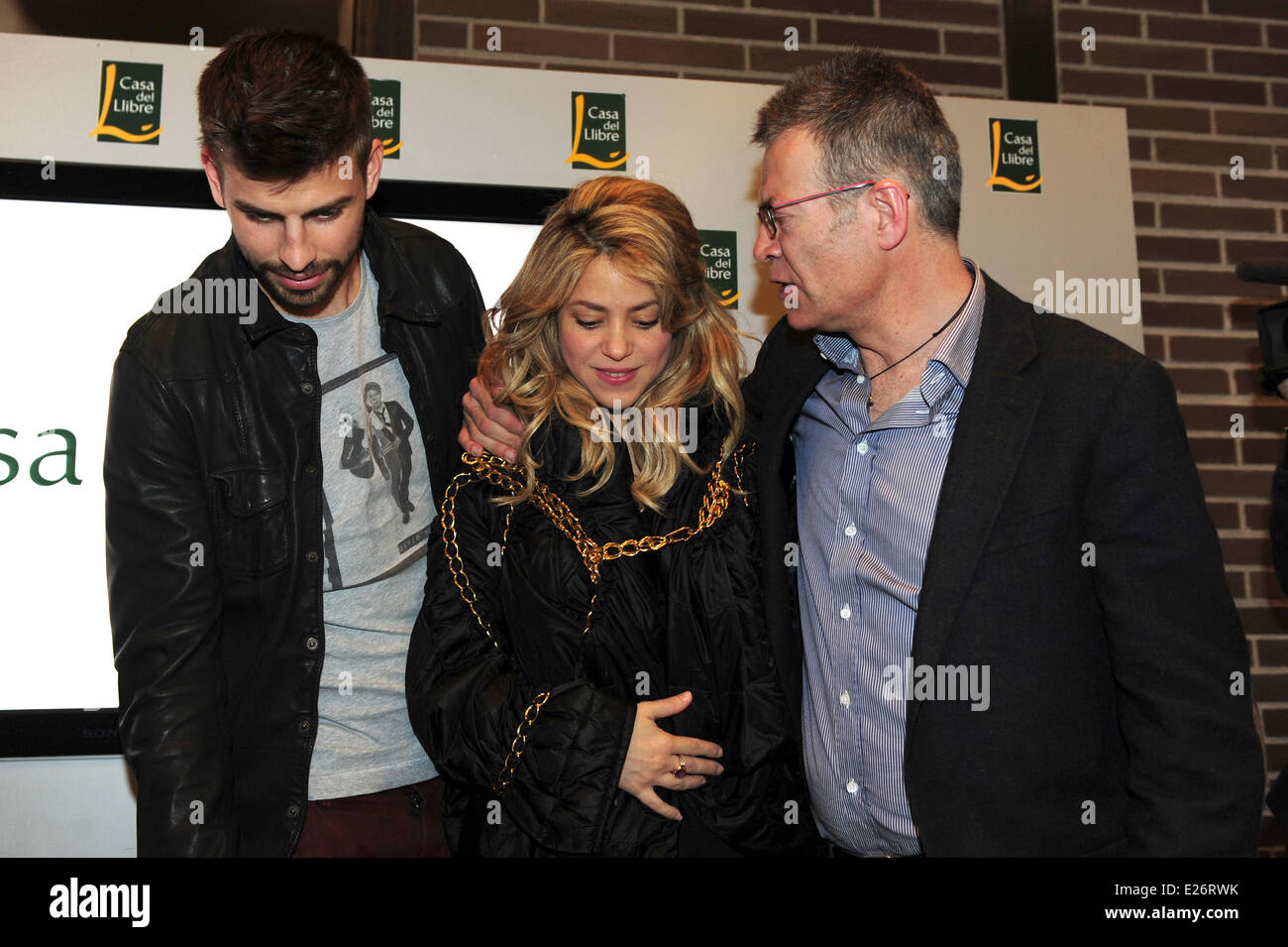 Shakira and her footballer boyfriend Gerard Pique attend the launch of ...