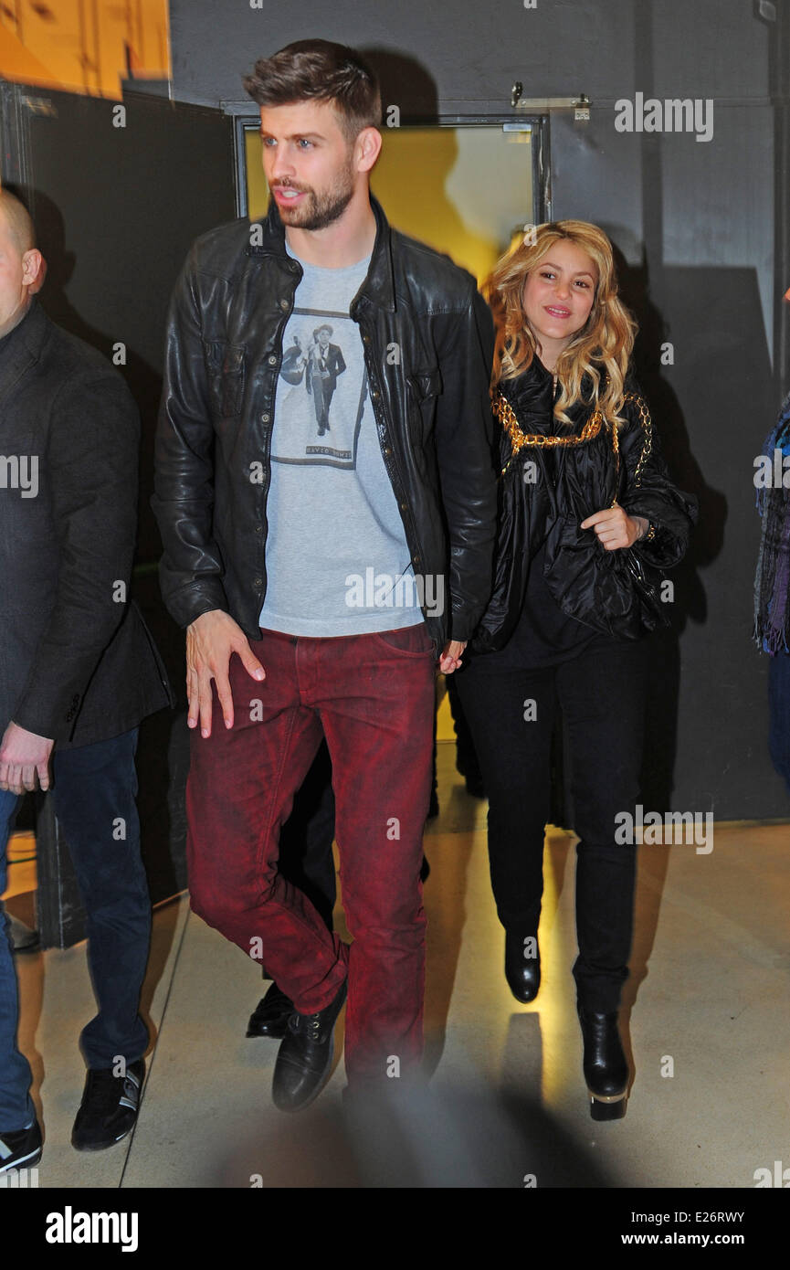 Shakira and her footballer boyfriend Gerard Pique attend the launch of ...