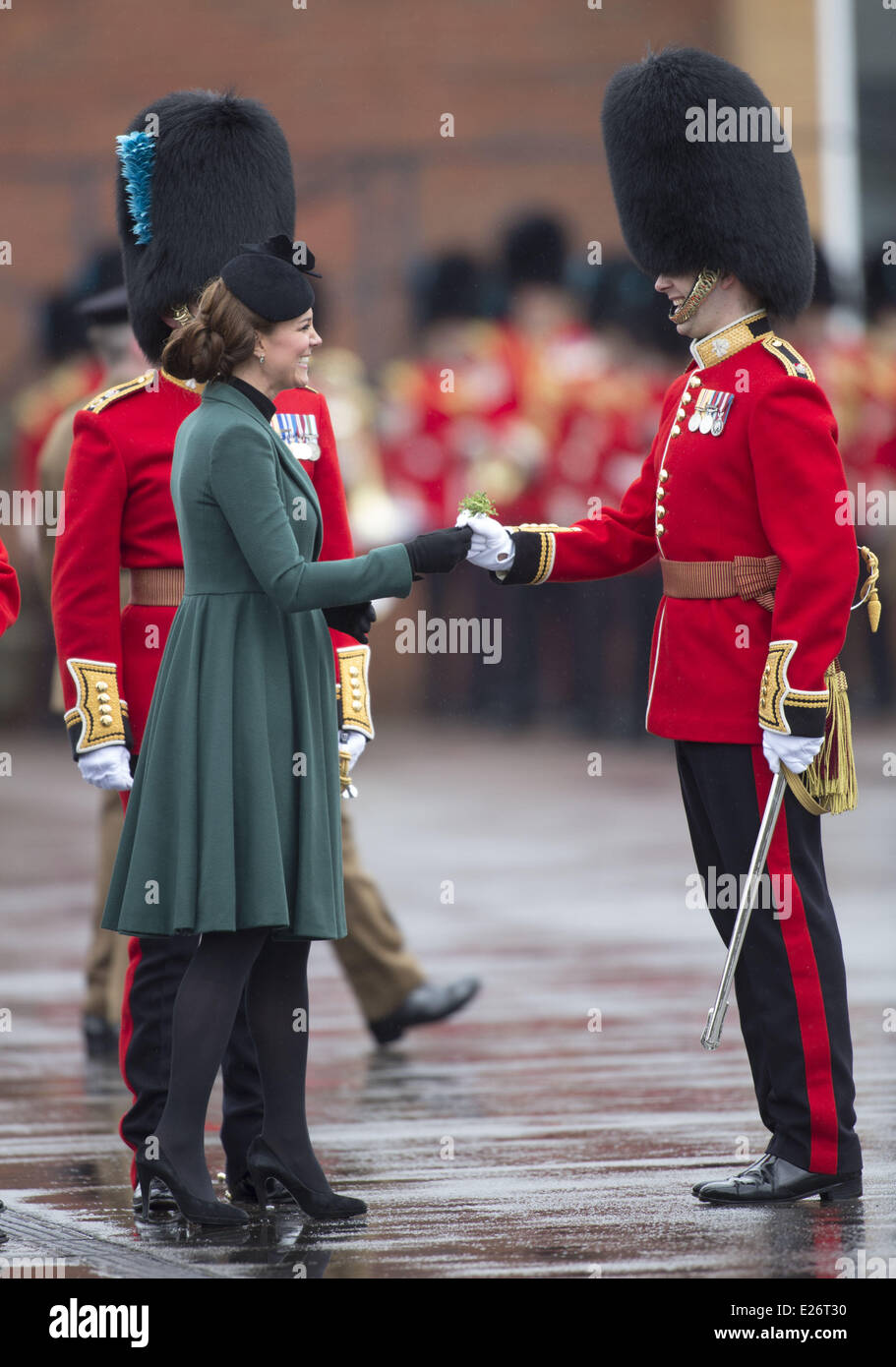 Catherine, Duchess of Cambridge, Kate Middleton hands out shamrock to ...