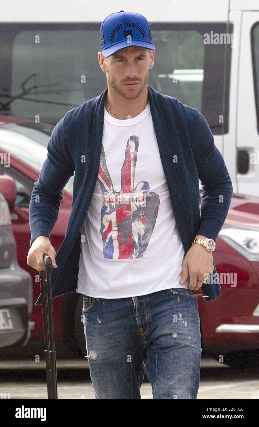 The Spanish football team arrive at a training session ahead of their ...