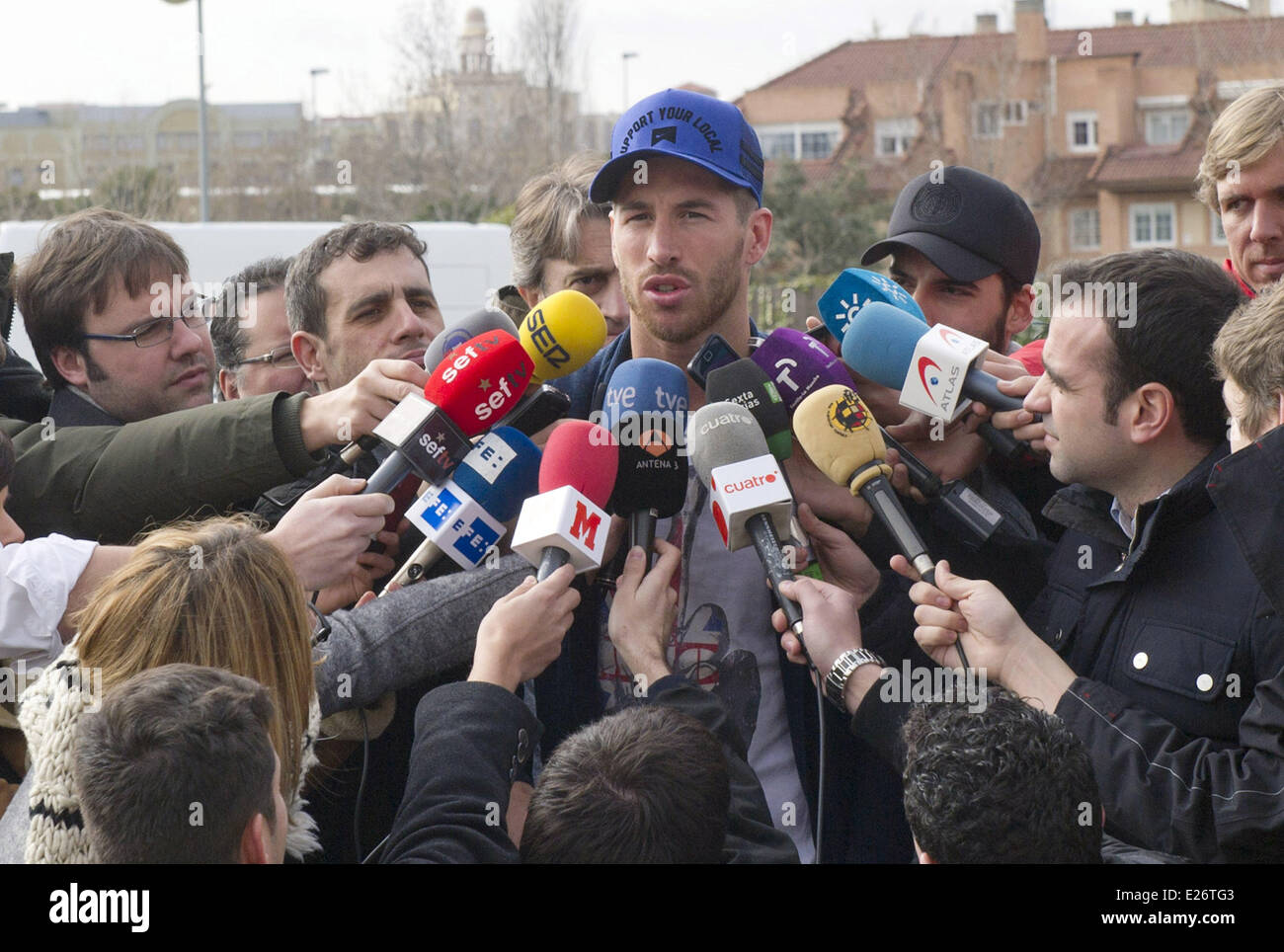 The Spanish football team arrive at a training session ahead of their ...