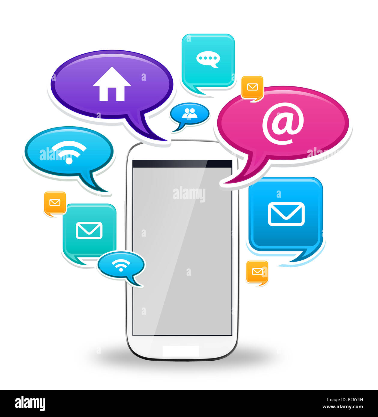 Photo of smartphone and app icons. Apps is a piece of software. It can ...
