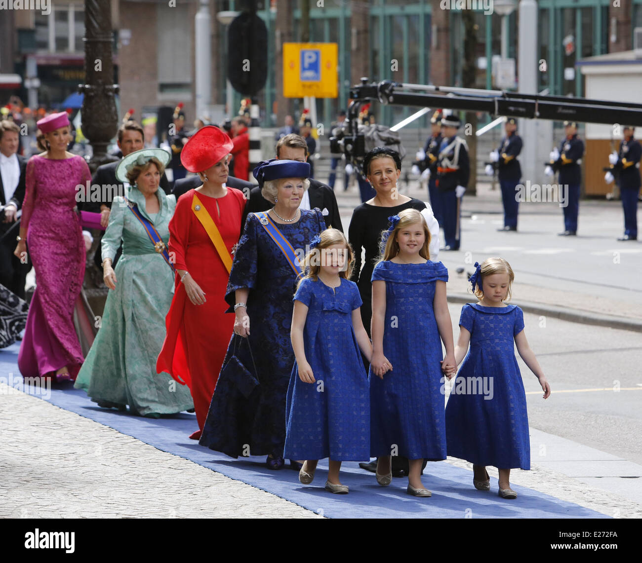 The Dutch Royal family seen after the coronation at Nieuwe Kerk (New ...