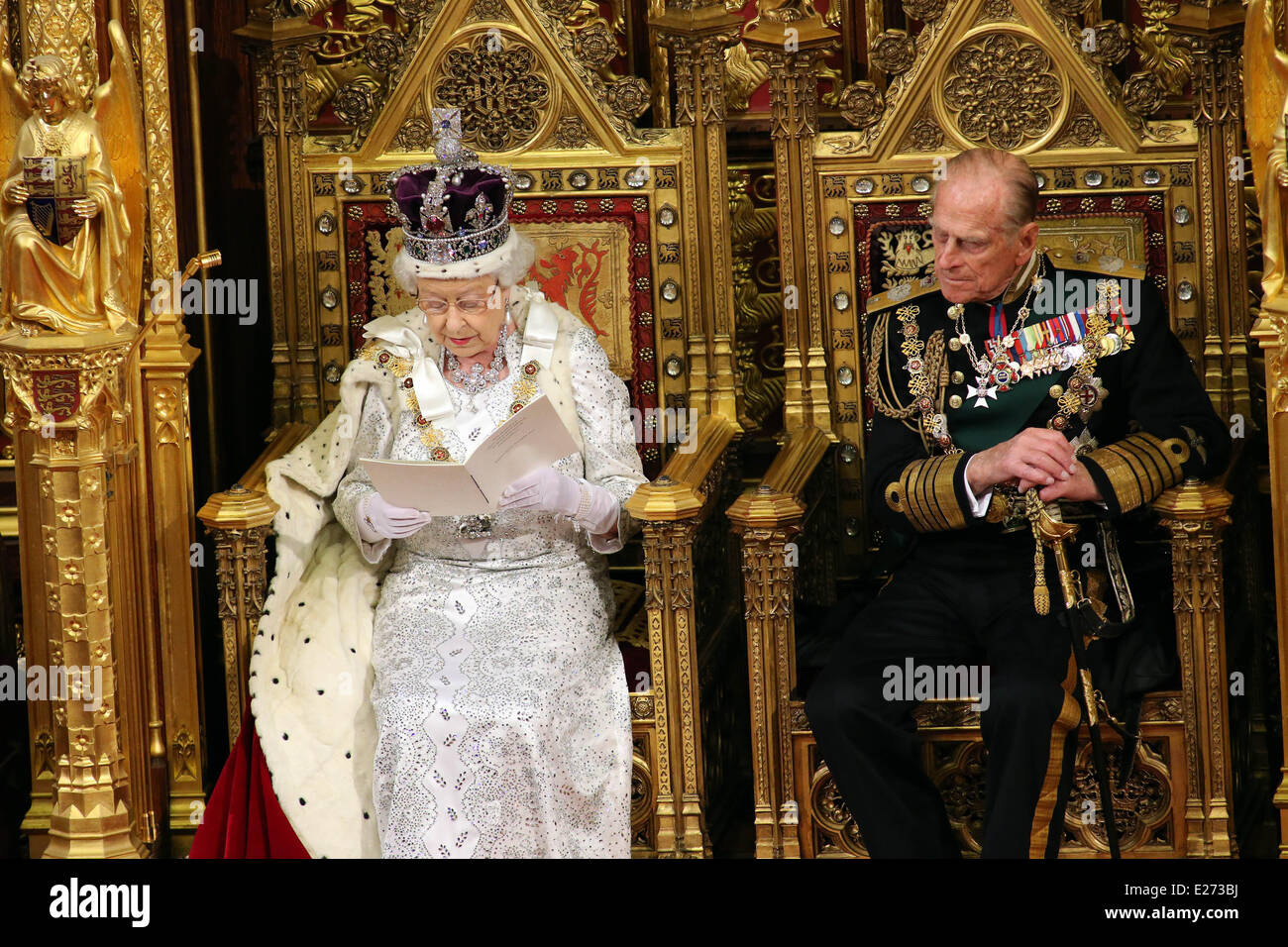 Queen Elizabeth II attends the annual State Opening of Parliament ...