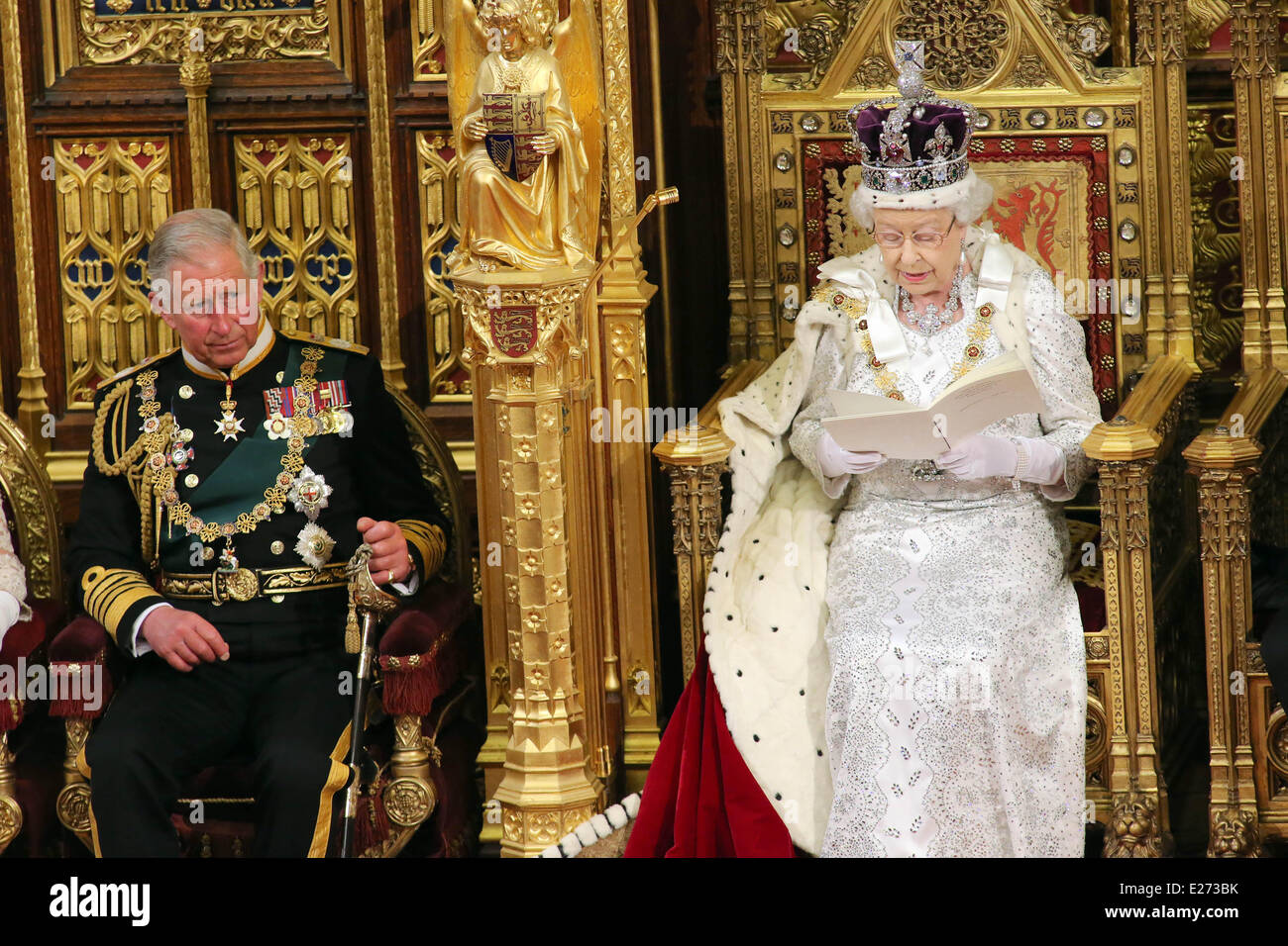 Queen Elizabeth II attends the annual State Opening of Parliament ...