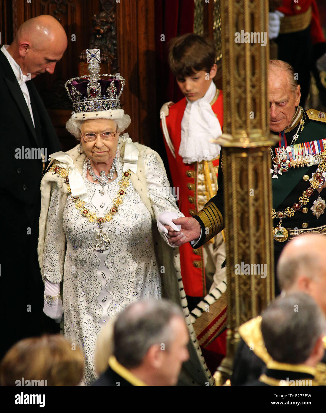 Queen Elizabeth II attends the annual State Opening of Parliament ...