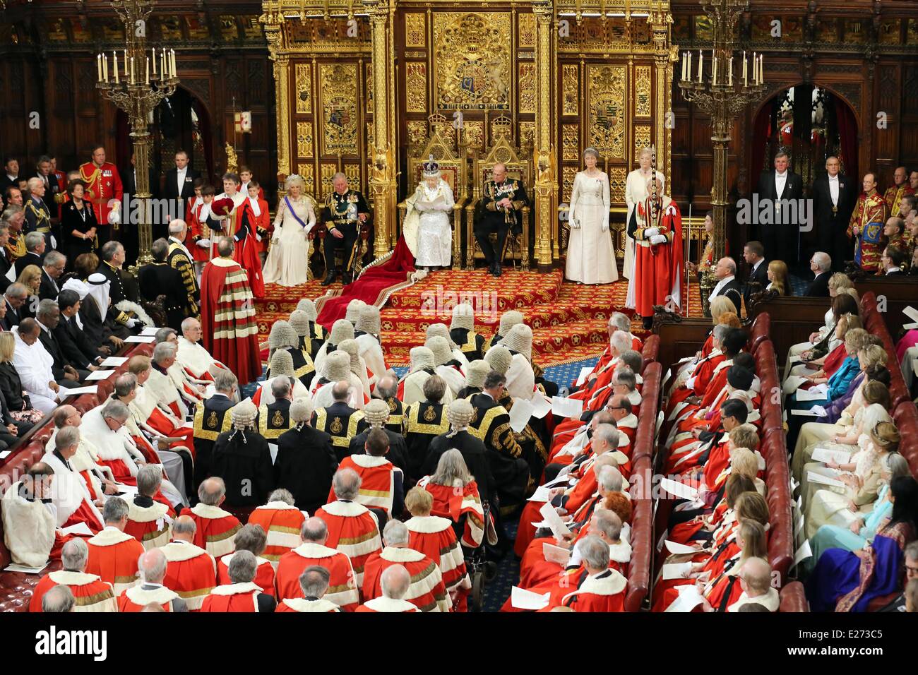 Queen Elizabeth II attends the annual State Opening of Parliament ...