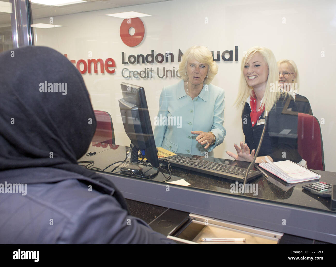 Camilla, Duchess of Cornwall meets staff and members during a visit to ...