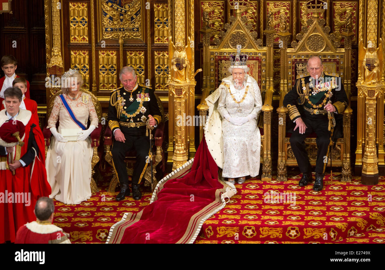 Queen Elizabeth II, attends the annual State Opening of Parliament ...