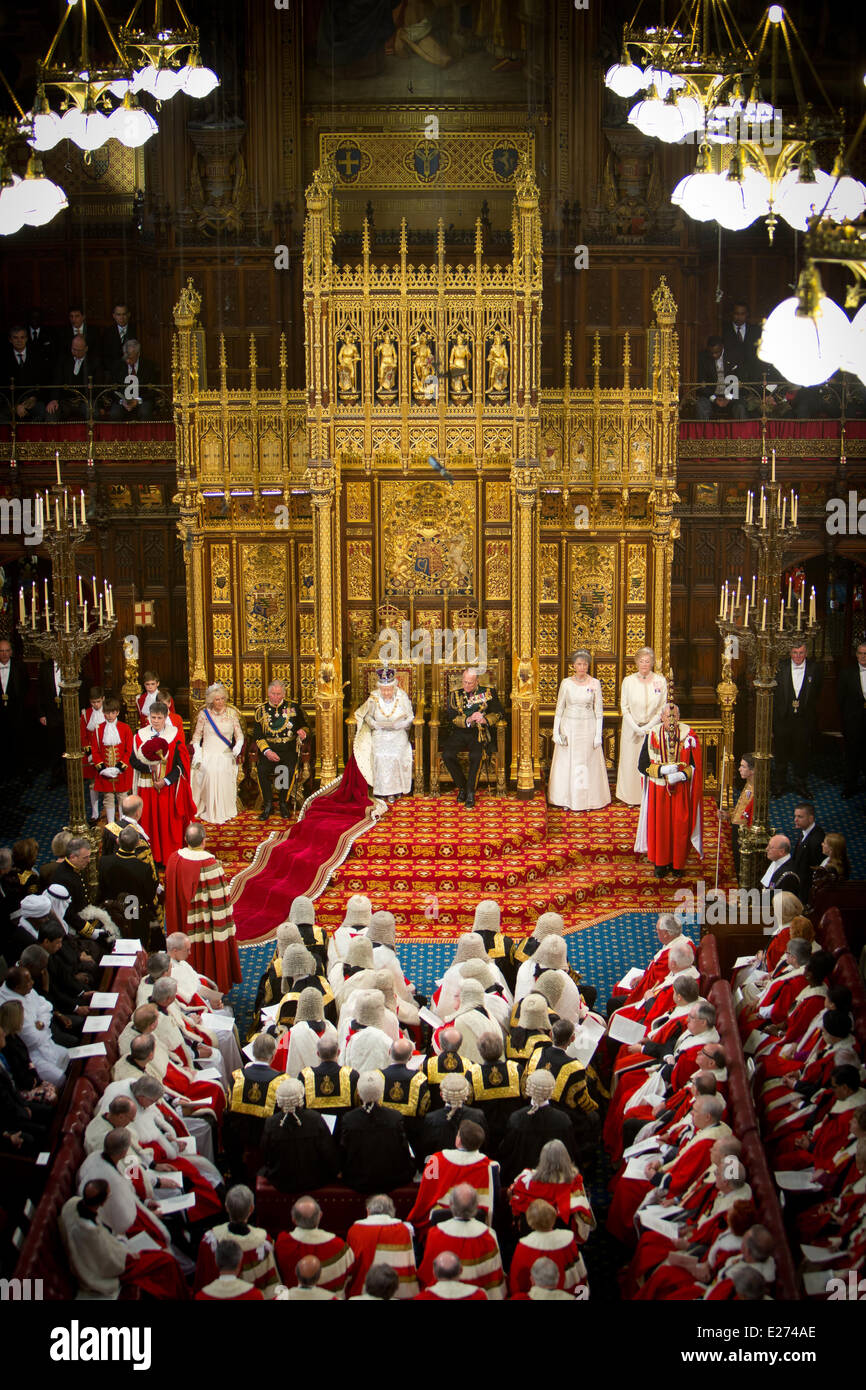 Queen Elizabeth II, attends the annual State Opening of Parliament ...