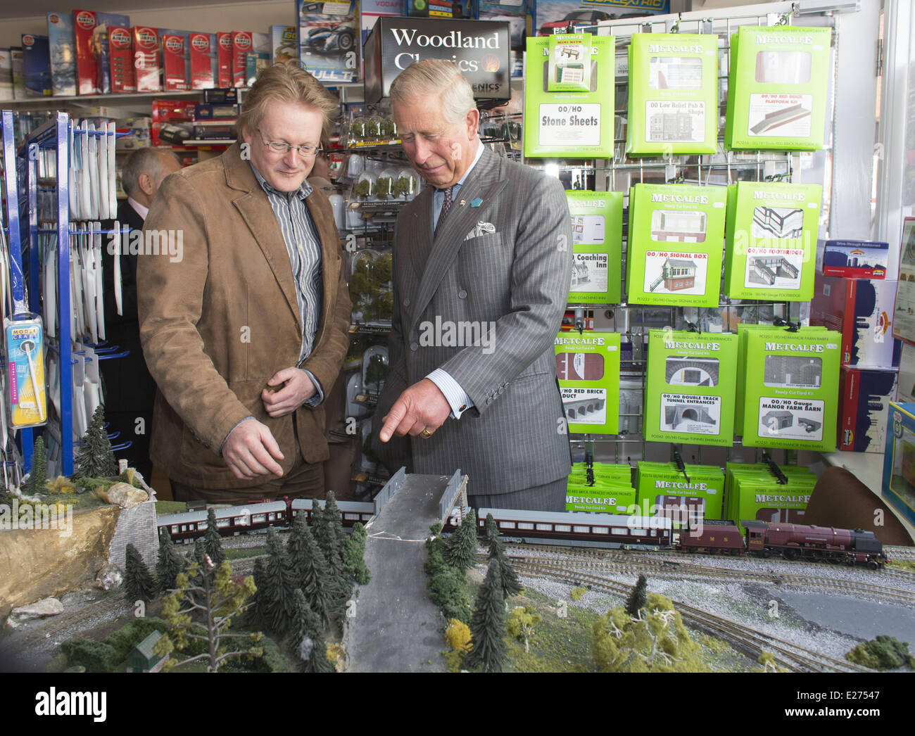 Britain's Prince Charles, HRH The Prince of Wales, looks at a model ...