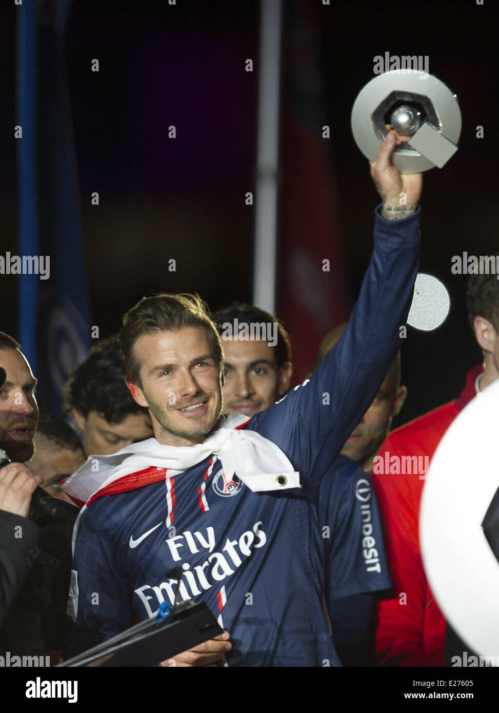 David Beckham last game in French L1 football match between Paris St ...