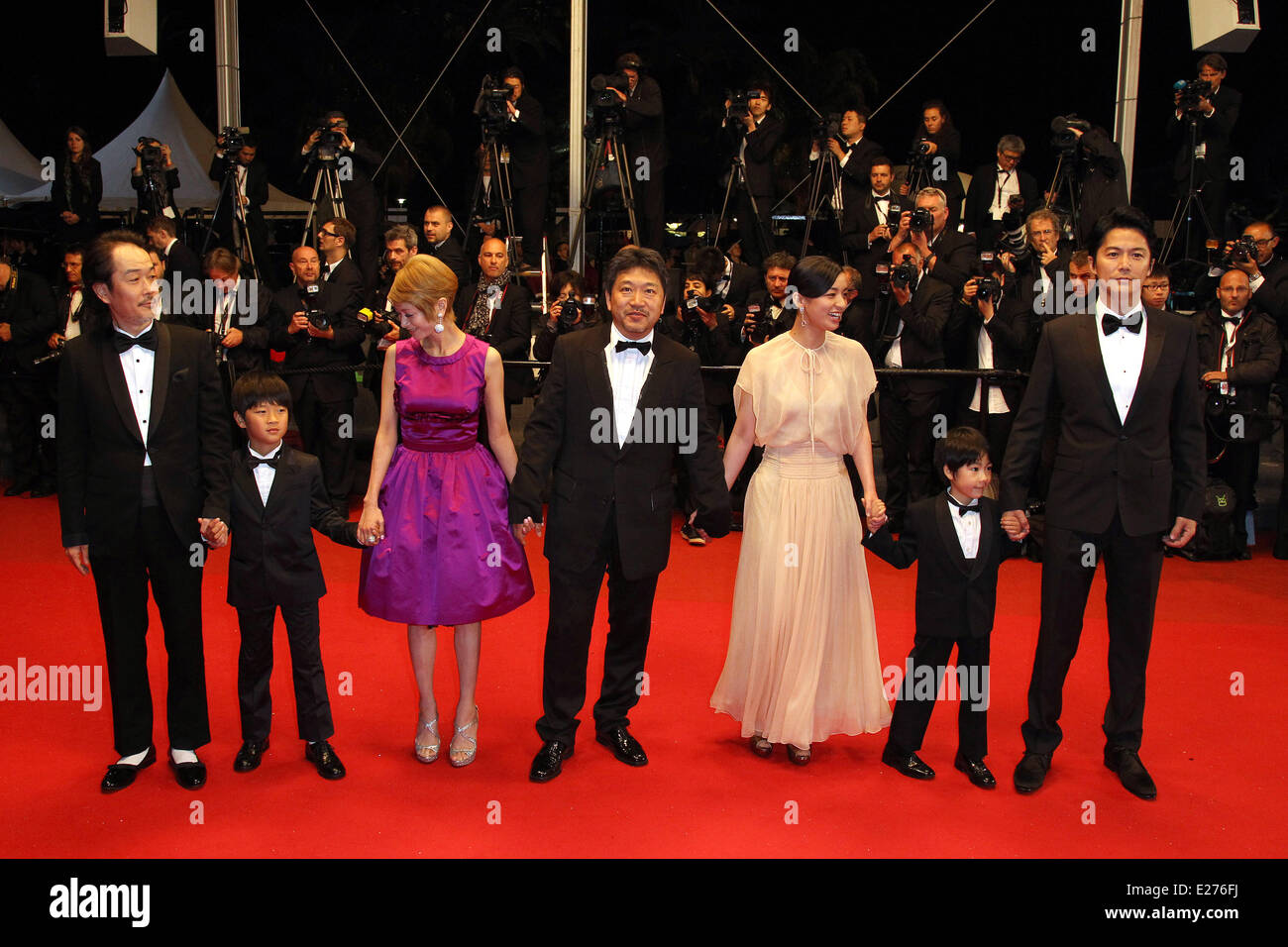 Actors Lily Franky, Shogen Whang, Yoko Maki, director Hirokazu Koreeda ...