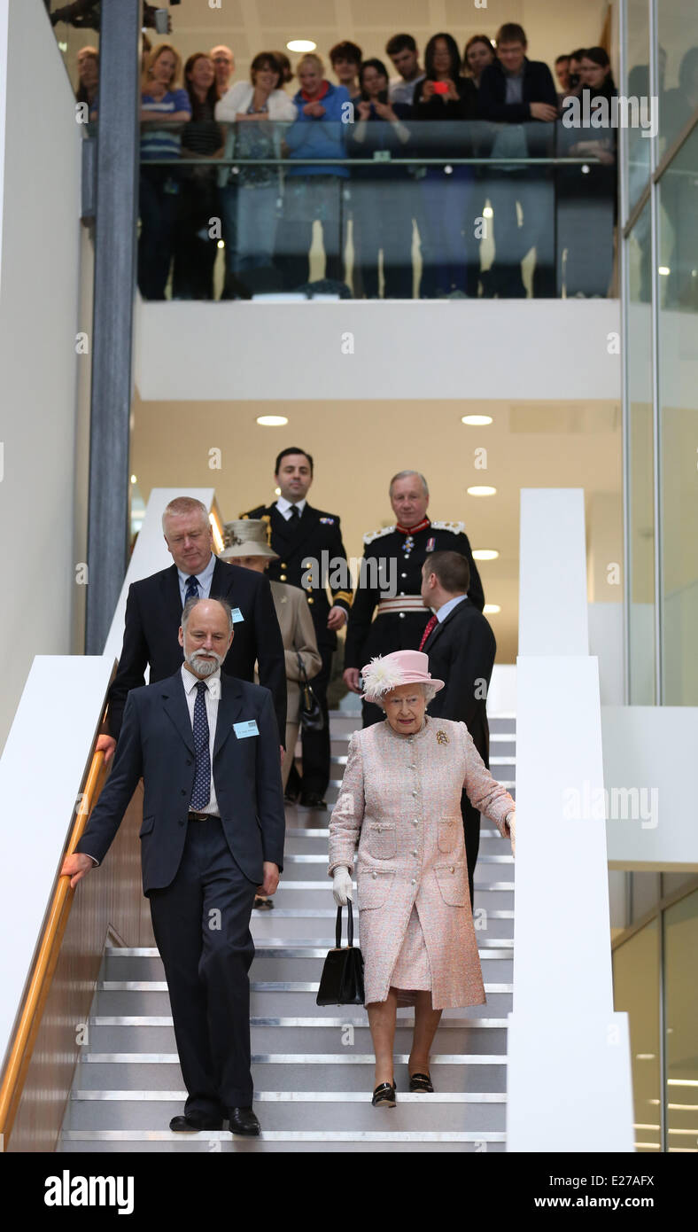 CAMBRIDGE - UK -23 MAY 2013: ROTA: Queen Elizabeth II during a visit to ...