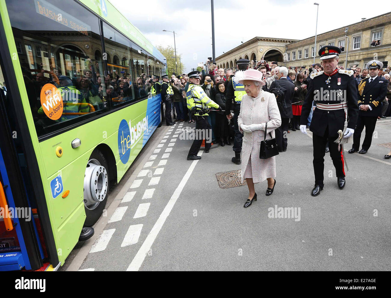 CAMBRIDGE - UK -23 MAY 2013: ROTA: Queen Elizabeth II accompanied by ...