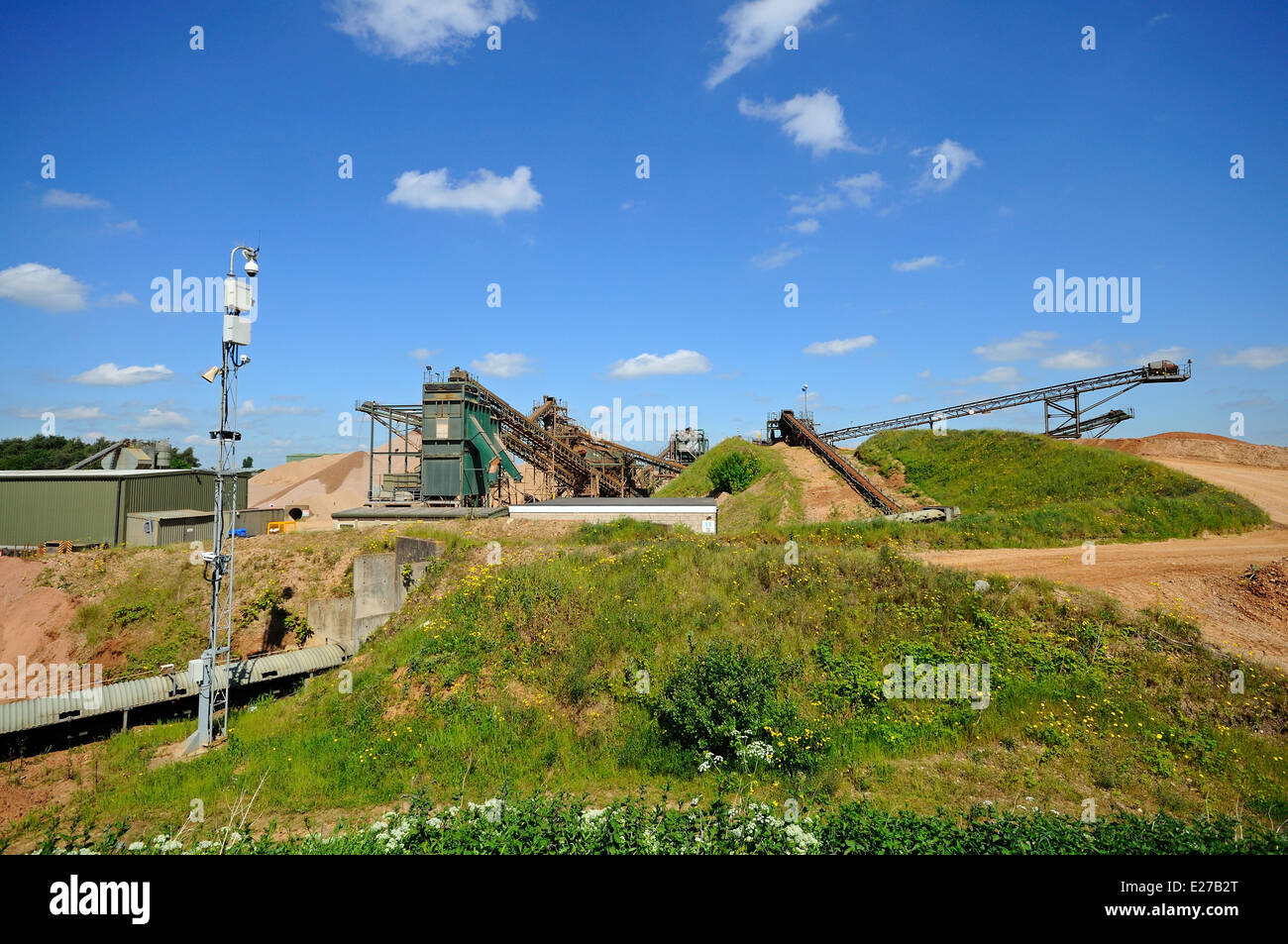 Sand and gravel quarry conveyor belt, Alrewas, Staffordshire, England ...