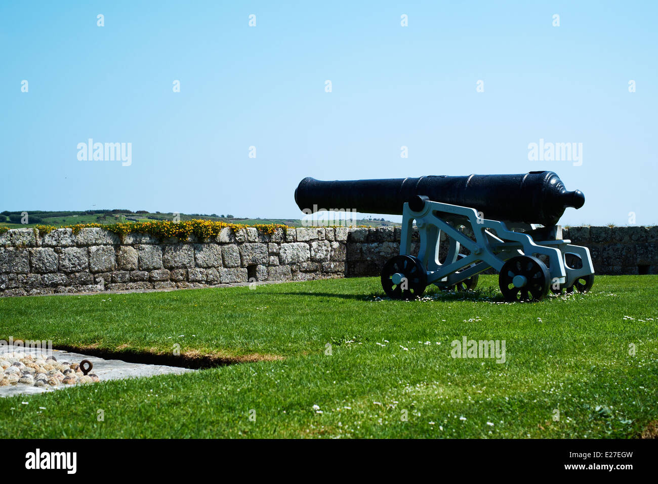 A cannon on the Garrison walls, Hughtown, St Mary's, Isles of Scilly ...